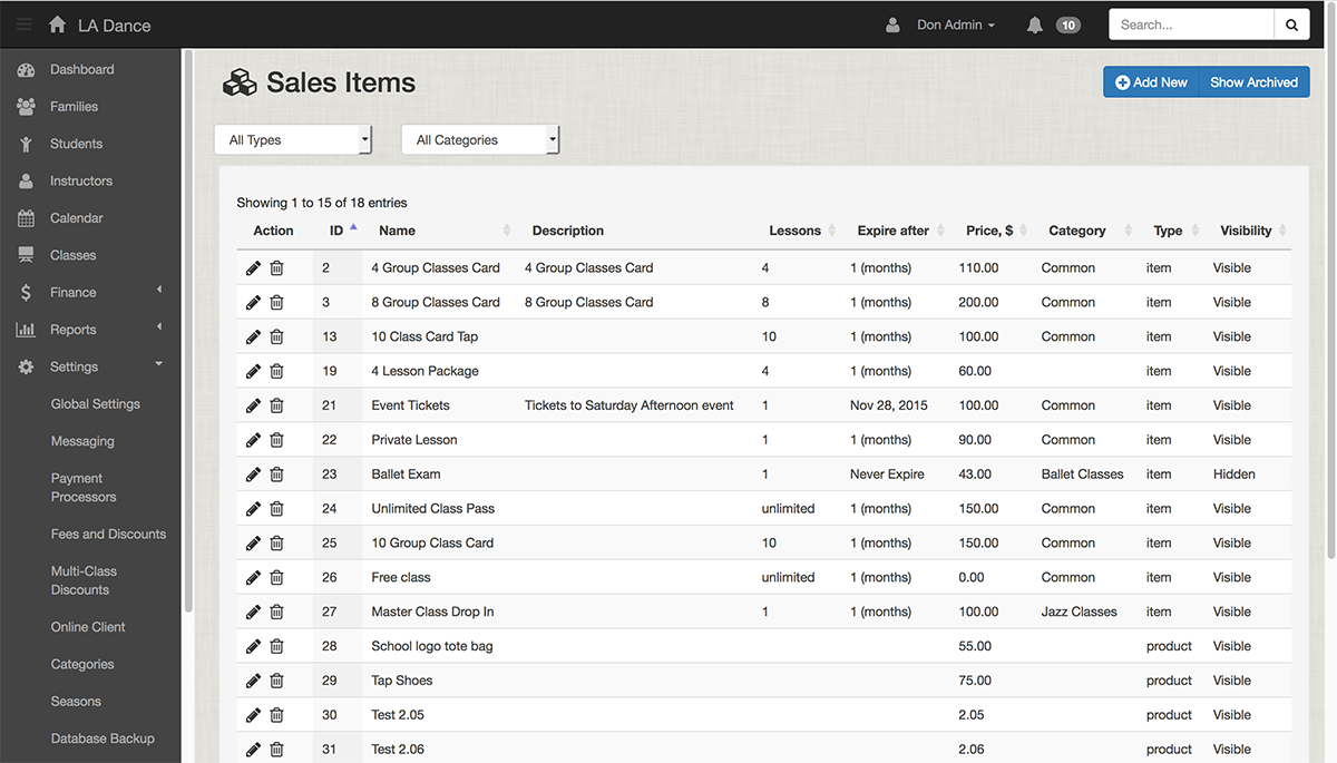 Dance Studio Software - $40 Per Month - Training And Support Included!